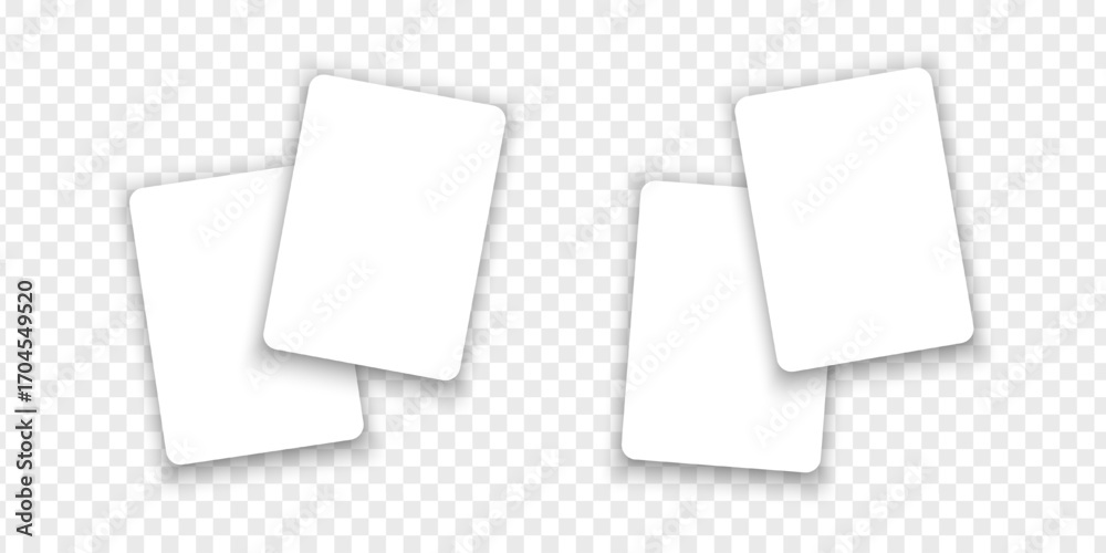 Two empty white playing cards isolated on transparent background ...