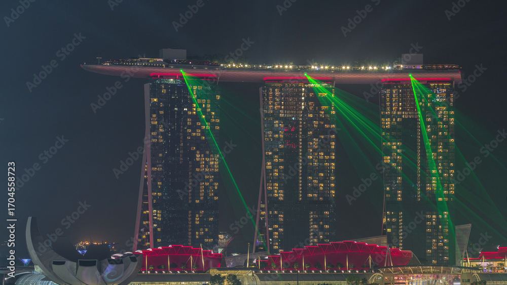 Photo Stock Fifty-five storeys high Marina Bay Sands Hotel dominates ...