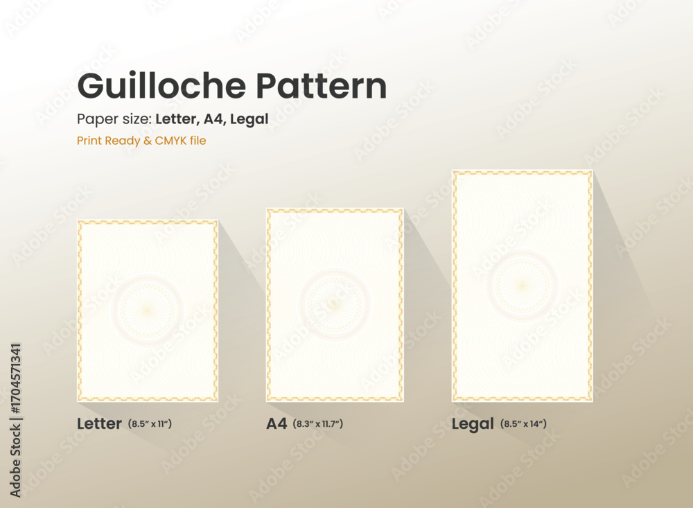 Guilloche pattern in different paper sizes A4, letter, legal, guilloche ...