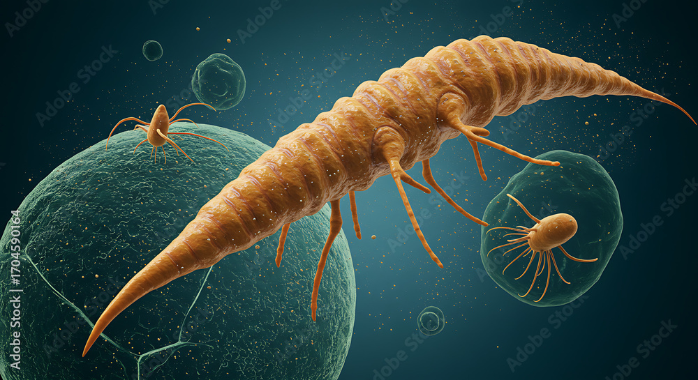 Strange Creature from the Prehistoric: A detailed illustration of a ...