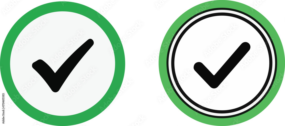 Approved Green Checkmark Symbols in Circular Icon Designs Stock Vector ...