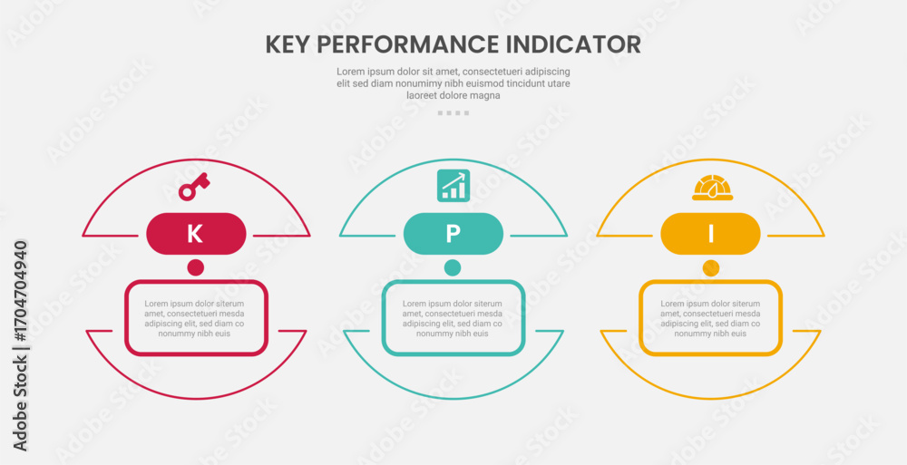 KPI key performance indicator infographic outline style with half slice ...