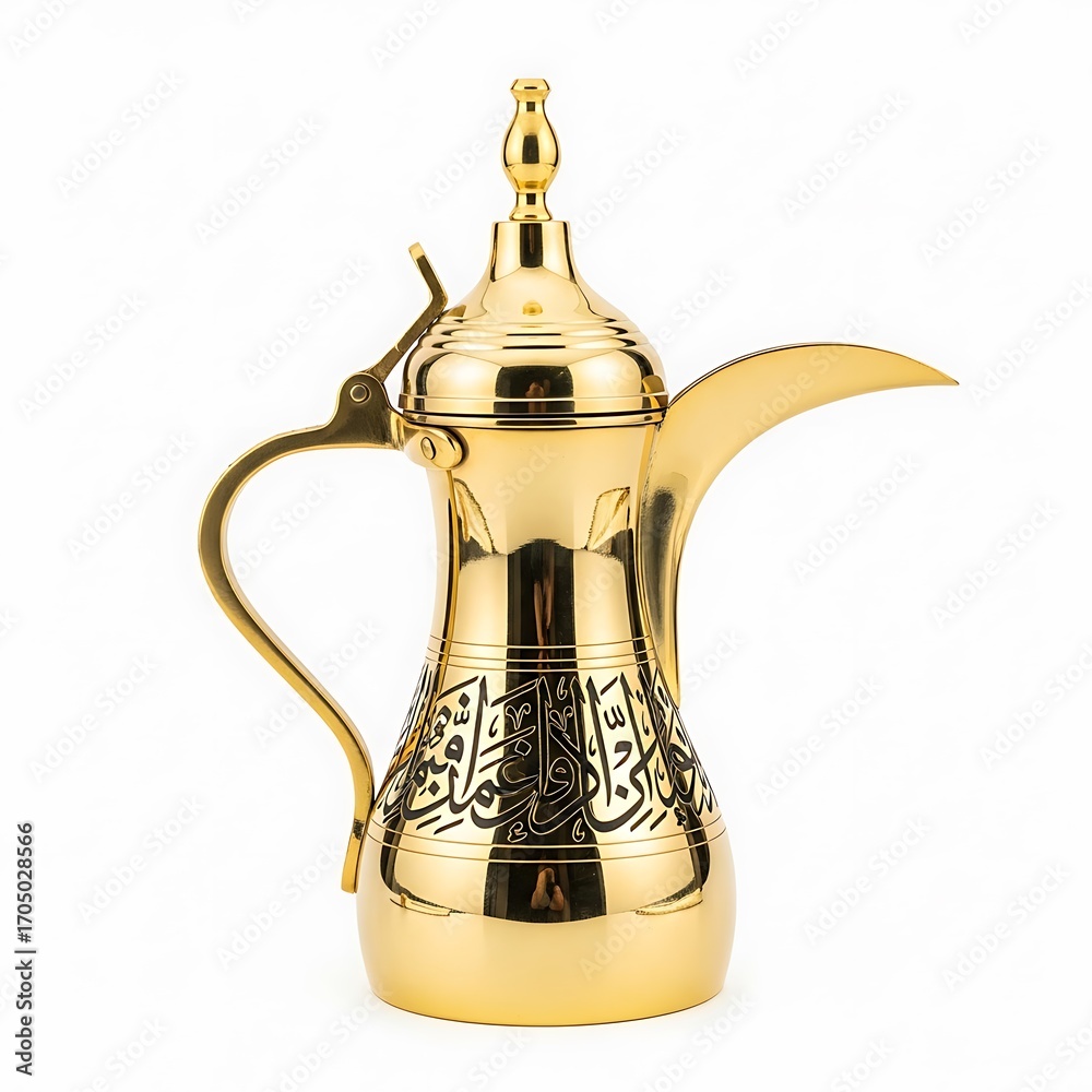 Elegant golden dallah coffee pot traditional arabic dallah for serving ...