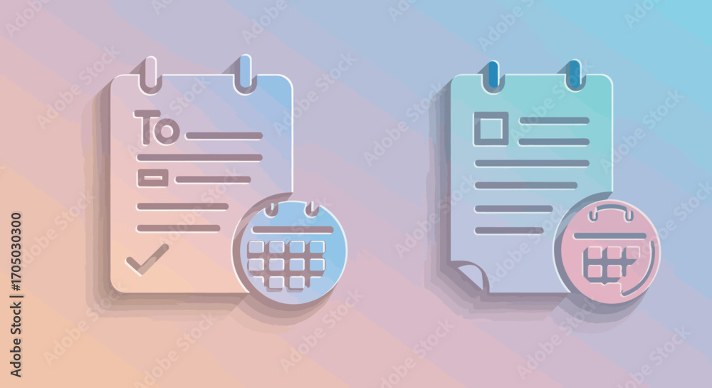 Pastel gradient papers with calendars and checkmarks in 3d style on ...