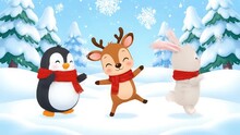 Happy Reindeer Dancing In Snow Free Stock Photo - Public Domain Pictures
