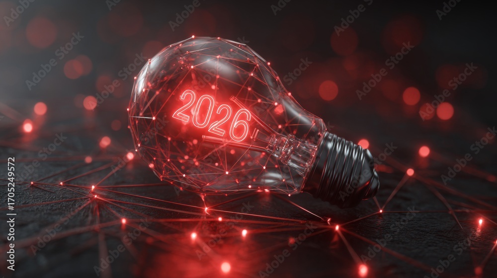 Futuristic glow: envisioning innovation in the year 2026. Cyber grid ...