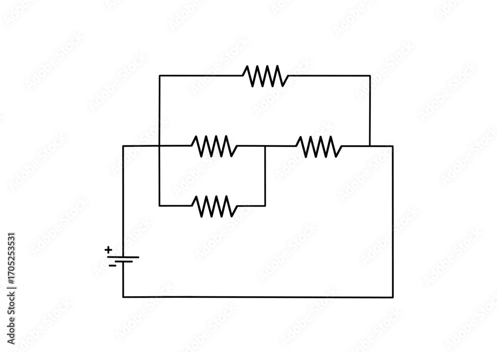 Electrical circuit diagram with resistors in series and parallel configuration. Schematic of an ...