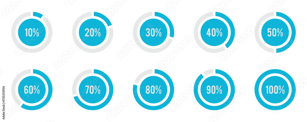 Set of circular sector arc percentage diagrams meters progress bar from ...