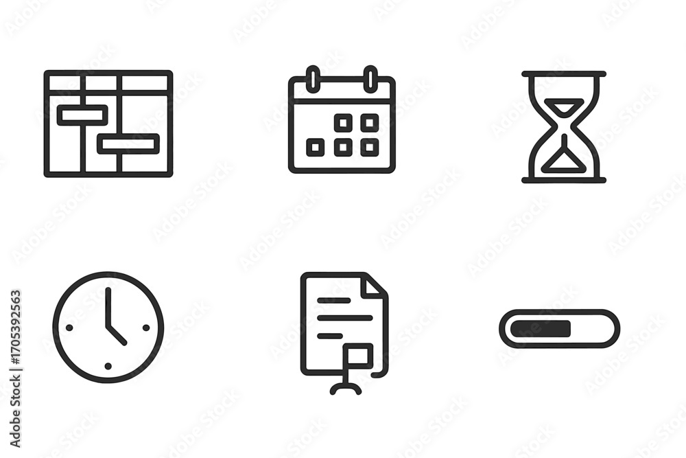 Project Management Icons. Outline icon set of project scheduling and ...