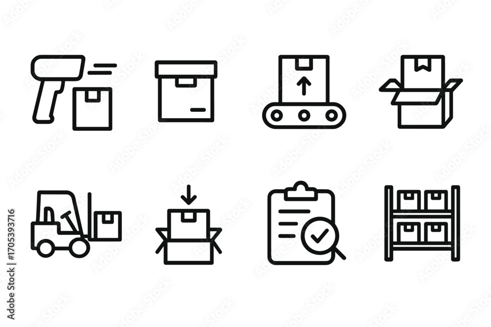 Stock-Vektorgrafik „Sorting Process Icons. Outline icon set of sorting ...