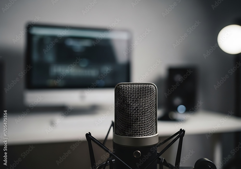 Microphone Recording Studio Workspace. Stock Photo | Adobe Stock