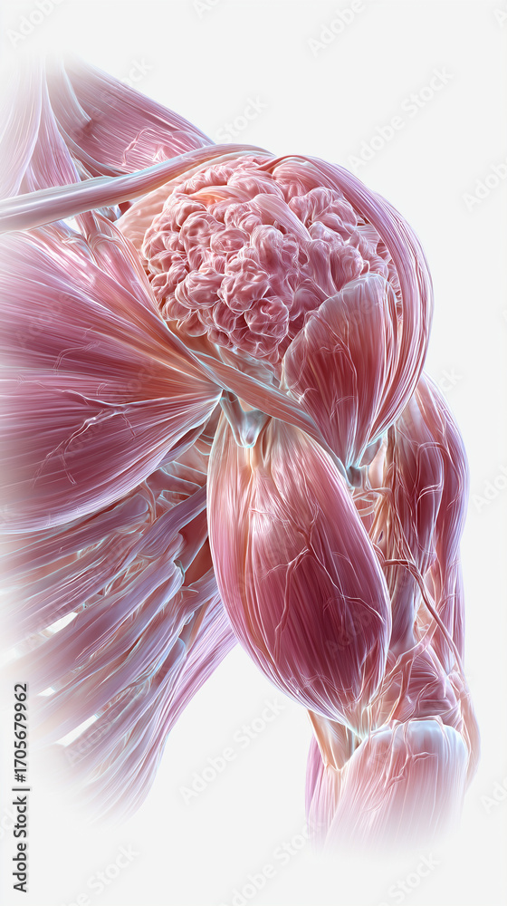 Anatomy of Shoulder: A detailed anatomical illustration revealing the ...