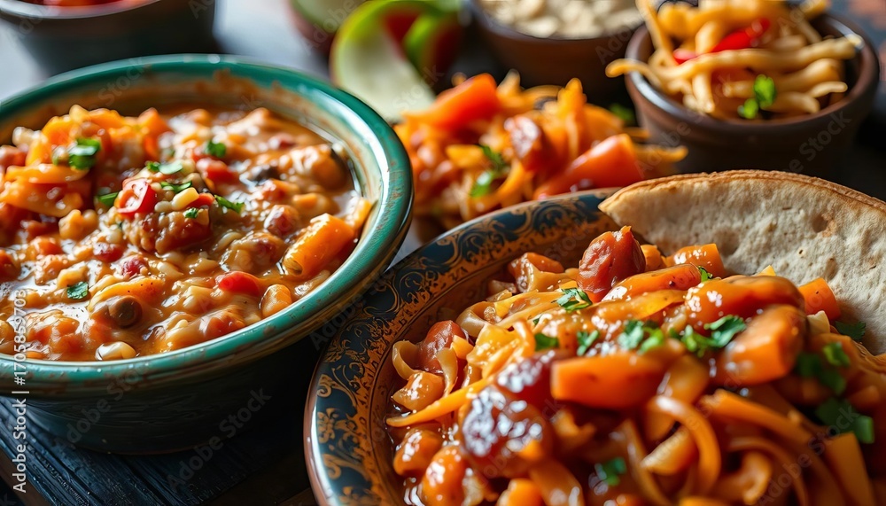 Authentic Mexican cuisine, vibrant colors and textures of traditional ...