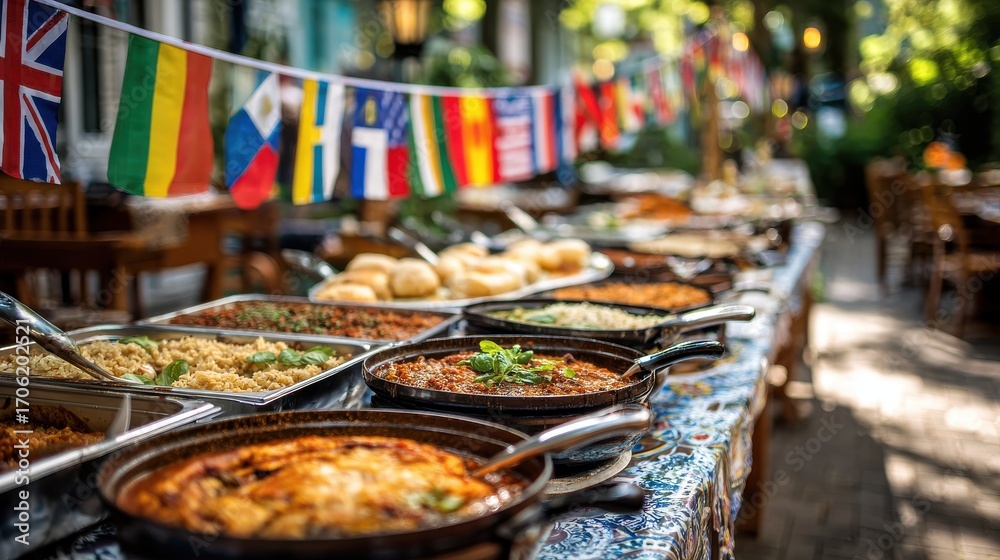 Stunning photo of delicious food from around the world served buffet ...