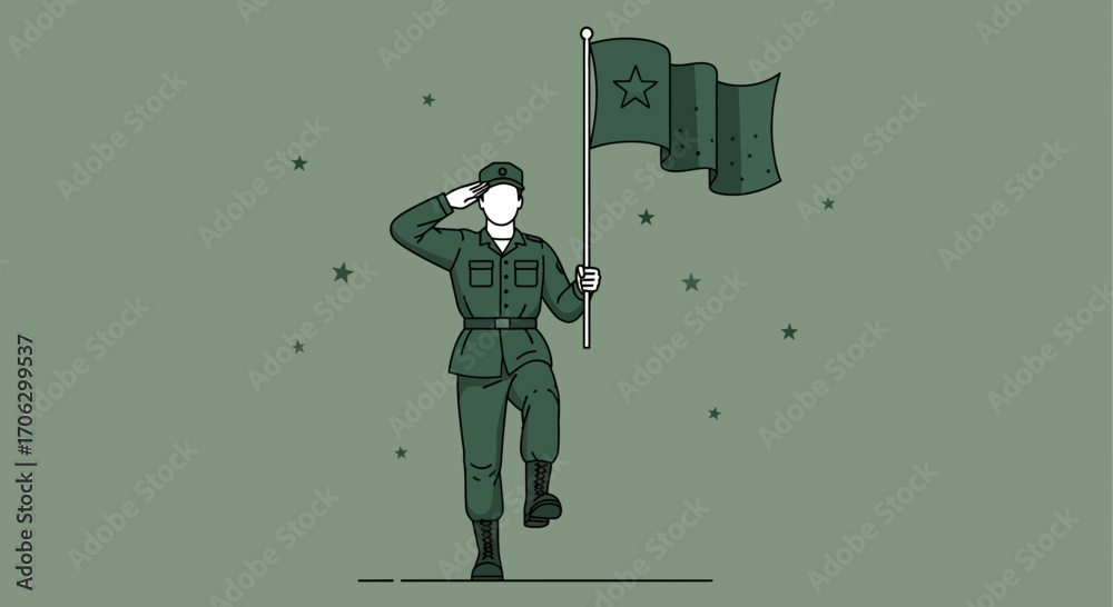 Soldier's Salute, Patriotism, And Iconic Flag Depiction Representing ...