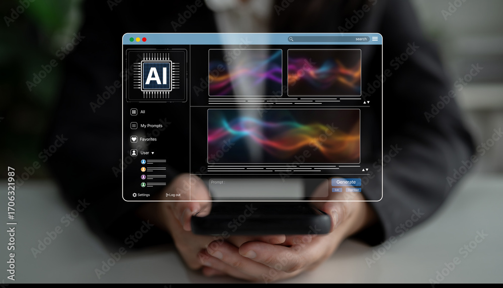 AI platform generating art images with dynamic interface. AI-generated ...
