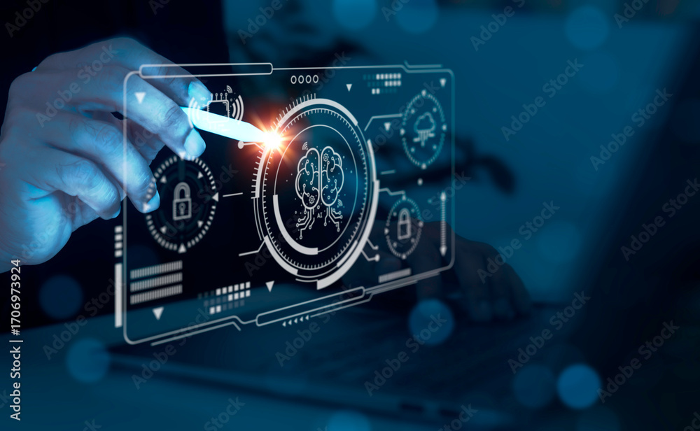 A person using AI assistant with LLM, big data, machine learning, and ...