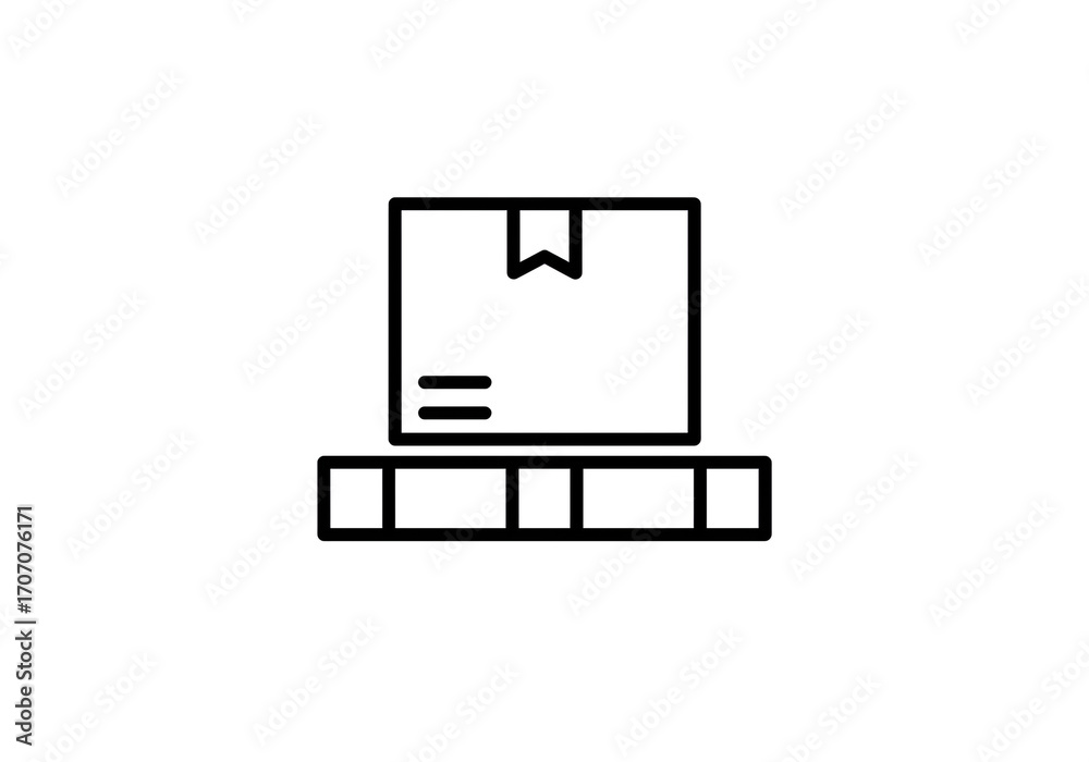 ภาพประกอบ Stock Streamlined delivery icon showing package on pallet ...