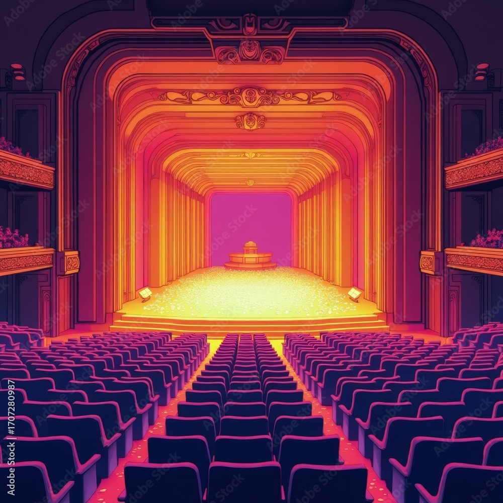 Heatmap of a modern theater hall, mapping seat occupancy and crowd flow ...