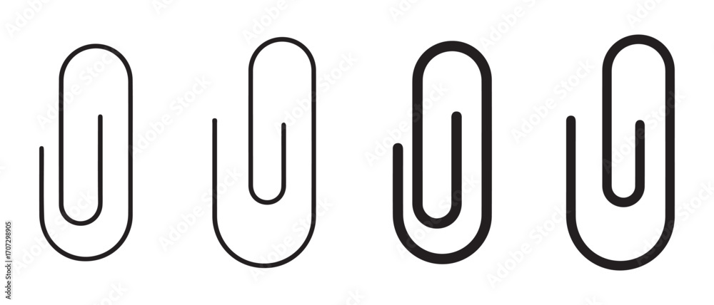 Paper clip icon set. isolated on white background, a symbol of ...