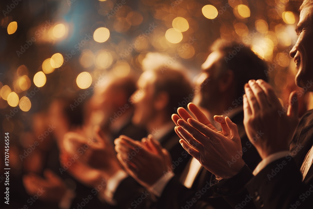 Blurred background image of people clapping hands wearing suit at event ...