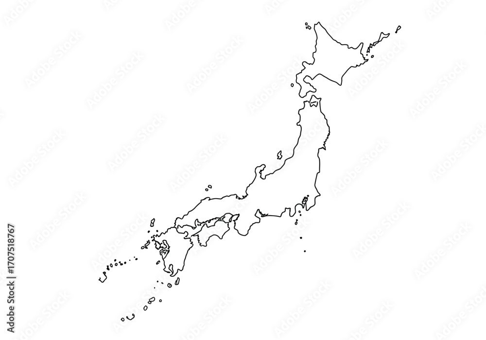 Стоковий вектор Map of Japan outlining the islands of Honshu Hokkaido ...