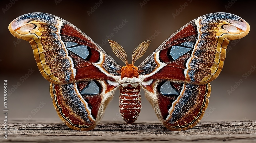 Stunning Atlas Moth displays intricate wing patterns, a marvel of ...