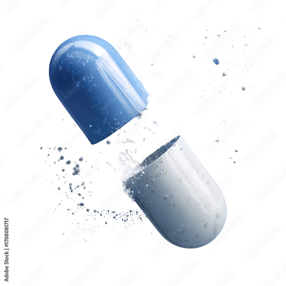 Split pill dispersing powder Stock Photo | Adobe Stock