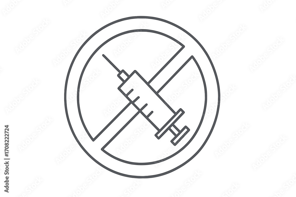 Vector de Stock No Injection Sign Icon, Prohibited Syringe Vector ...