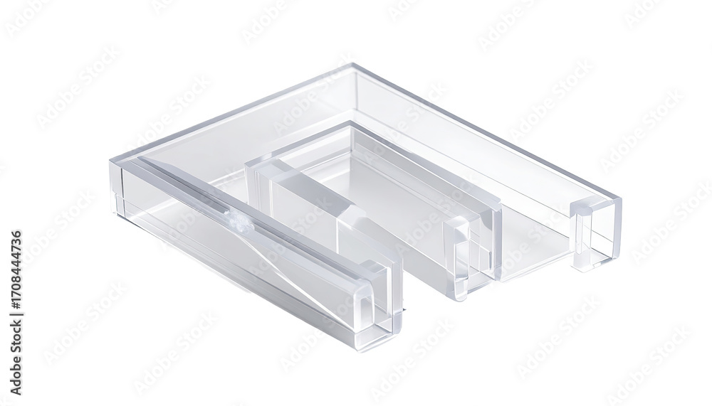 Transparent plastic component with interlocking sections Stock Photo ...
