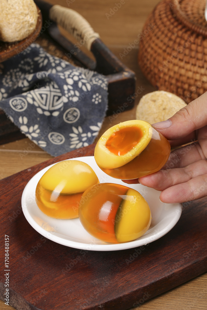 Traditional Japanese Golden Salted Egg Yolk with Runny Center Asian ...