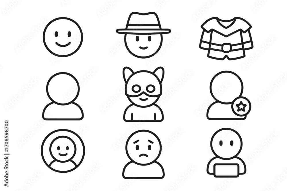 In-App Learning Avatars. Line style icons of in-app learning avatars ...