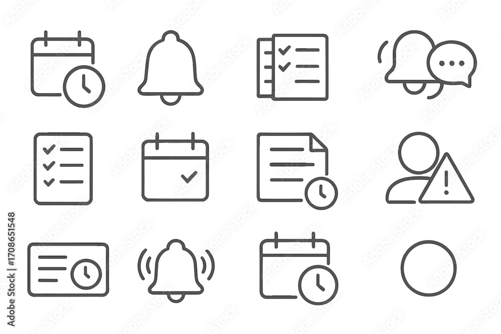 Vector de Stock Meeting Reminders Icons. Line style icons of meeting ...
