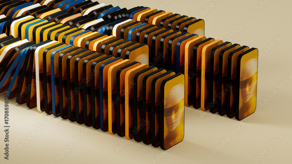 Dominoes form AI design on a mobile screen Stock Illustration | Adobe Stock