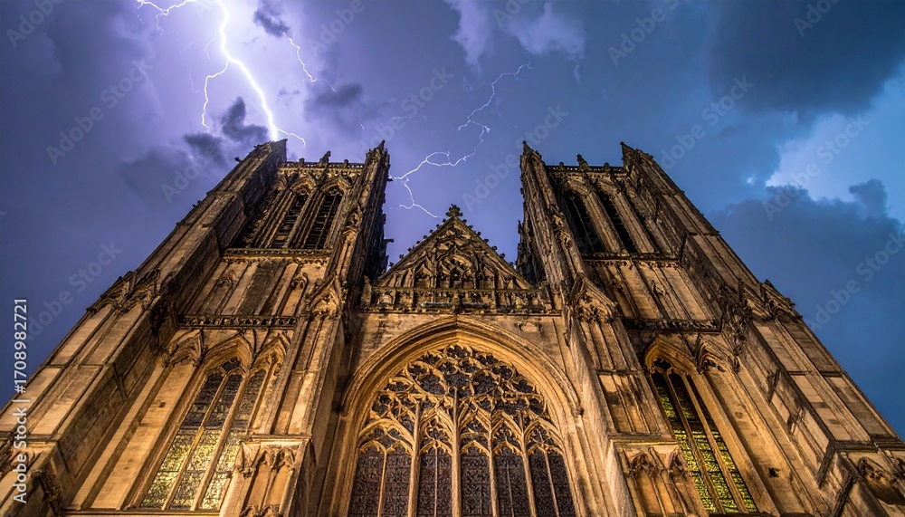 Generated image : Low angle shot of a towering Gothic cathedral against ...