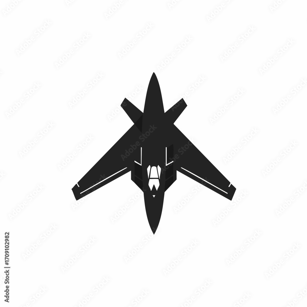 Stylized Silhouette of a Stealth Fighter Jet with Geometric Wing Design ...