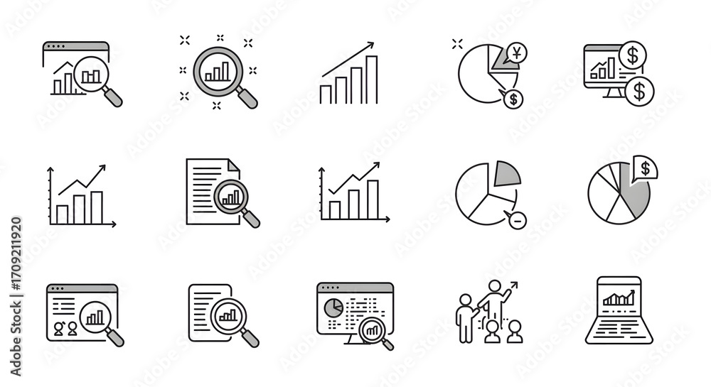 Analyzing Business Data A Collection of Line Charts, Pie Charts, and ...