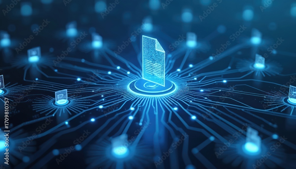 Futuristic digital document management system featuring automated ...