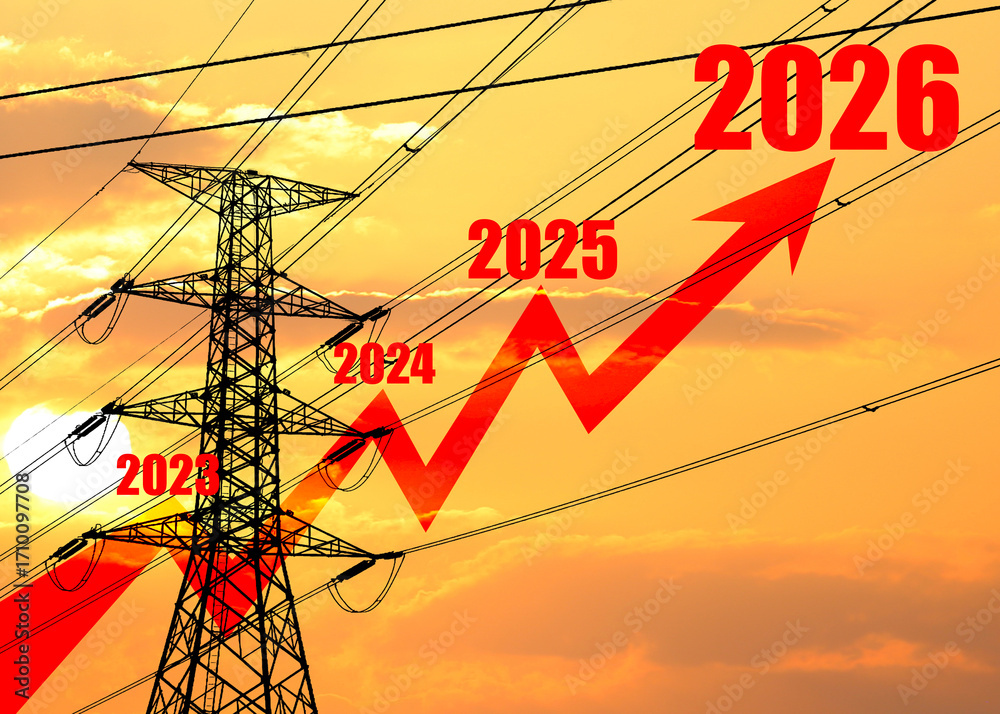 Conceptual image of rising electricity bills, more expensive energy ...
