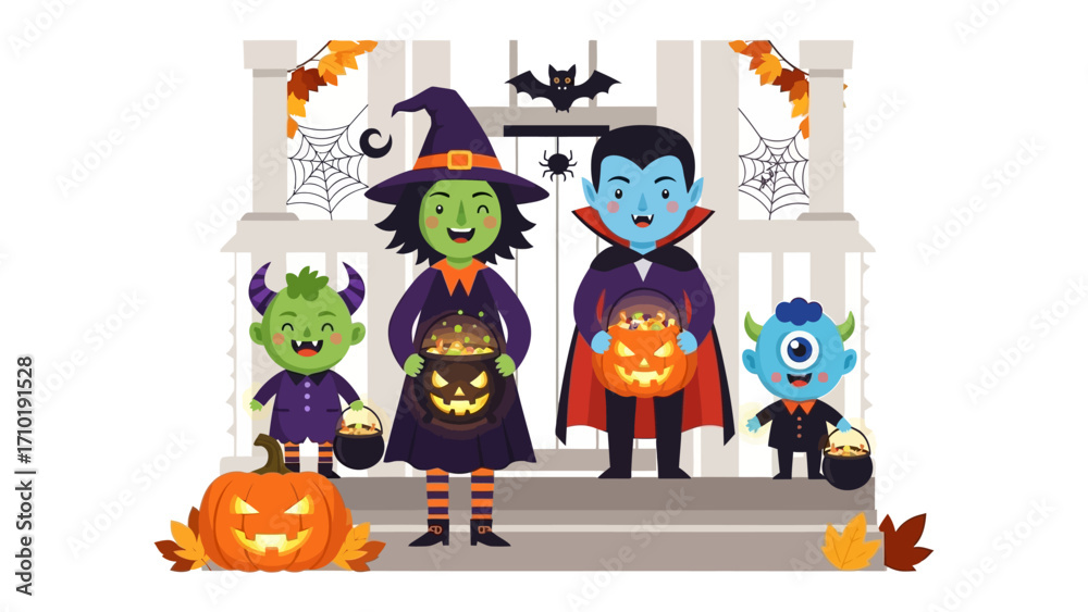 Enchanting Halloween Scene: An animated tableau captures the spirit of ...