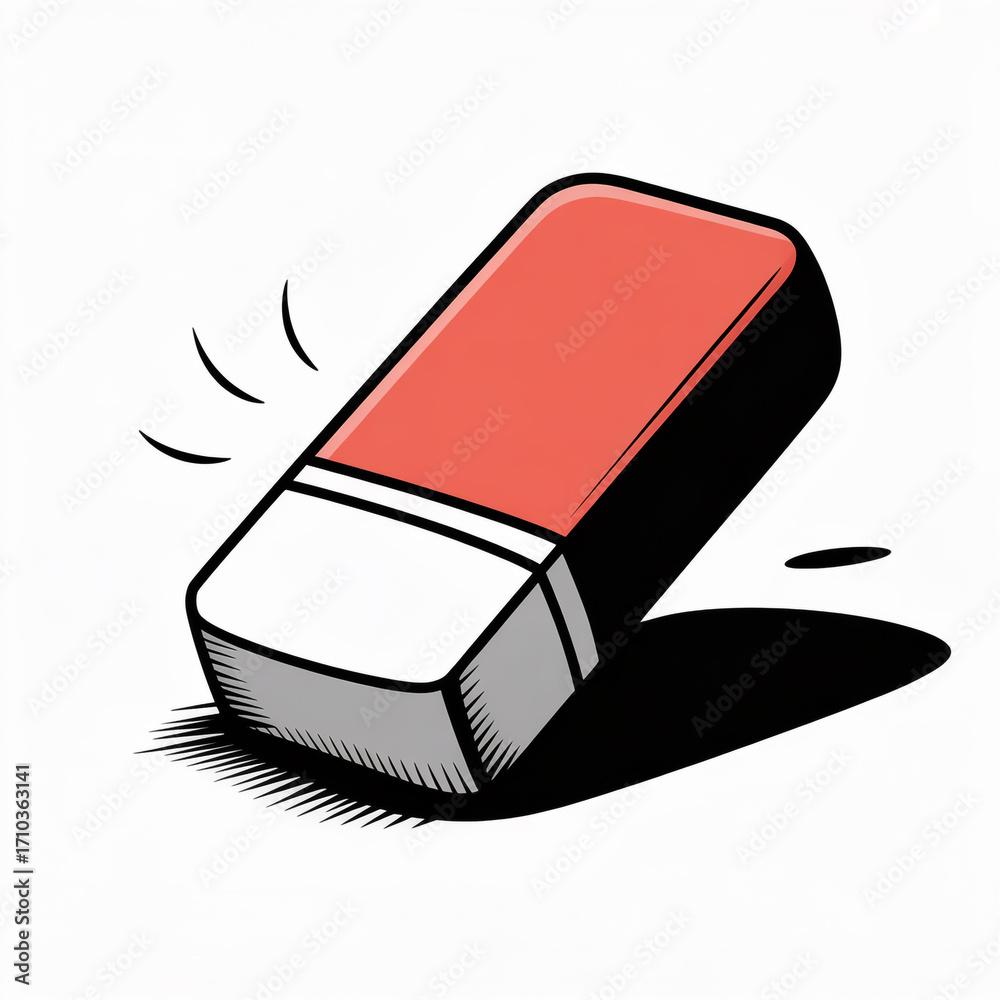 Stock-Illustration „Cartoon eraser removing mistake isolated on white ...