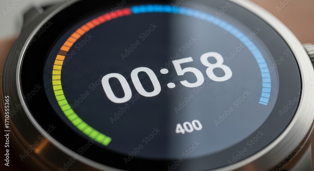 Modern smartwatch displays timer and fitness data, perfect for health ...