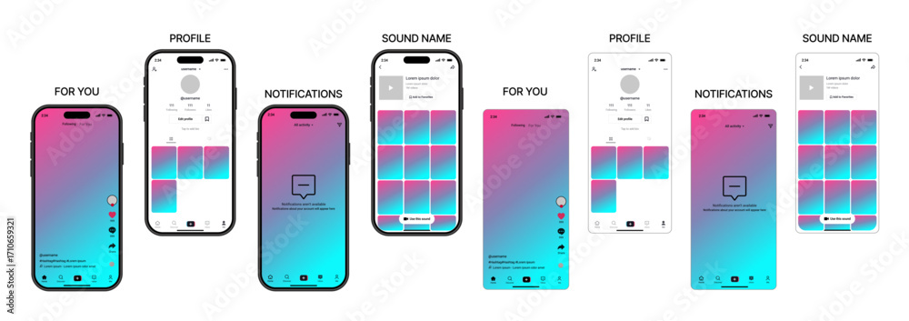 Stock-Vektorgrafik „TikTok UI Mockup with Video Player Like Comment ...