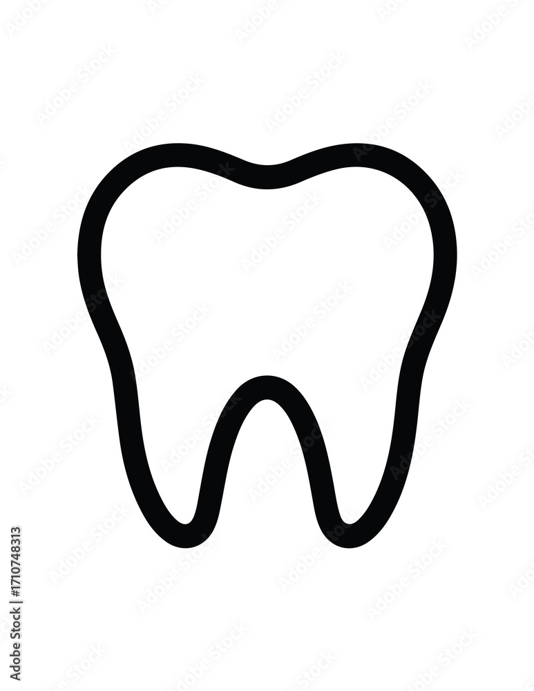 A bold, black outline icon of a molar tooth. A simple and clear symbol ...