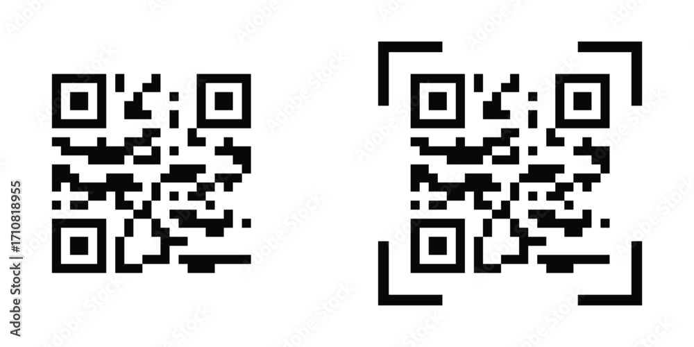 Clean vector black QR code symbols, Editable black QR code vector, High ...