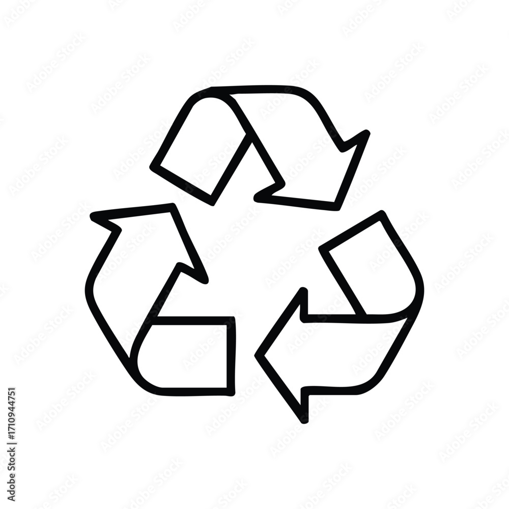 Sustainable Recycle Symbol Icon. Simple black outline of the universal ...
