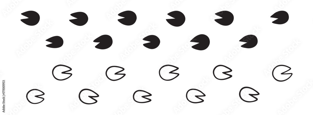 hoofprints leg touch stamp line set. flat dark black ink hand drawn ...