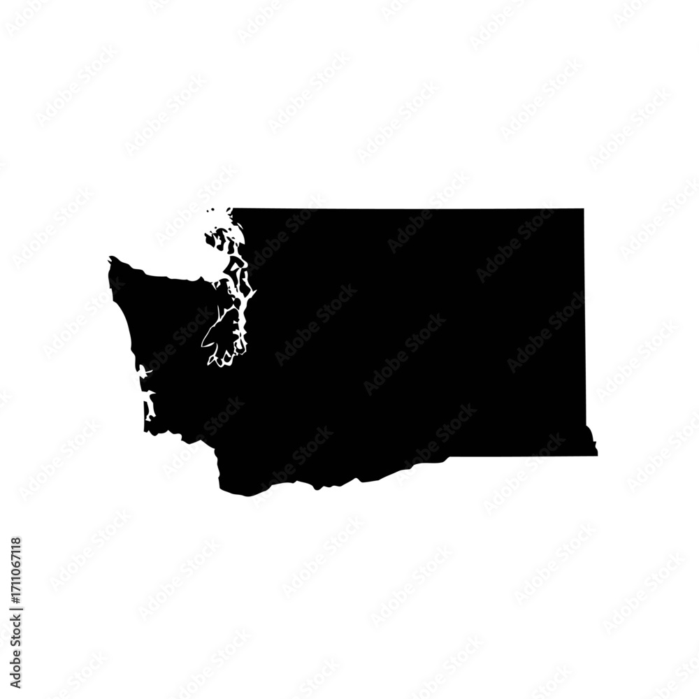 Stock-Vektorgrafik „Washington State Map Silhouette A Vector Graphic of ...