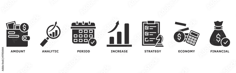 Sales Growth icon set illustration concept with icon of growth amount ...