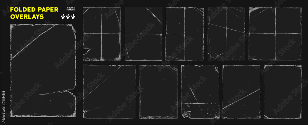Old paper frame overlays with fold and crease effect for a vintage ...